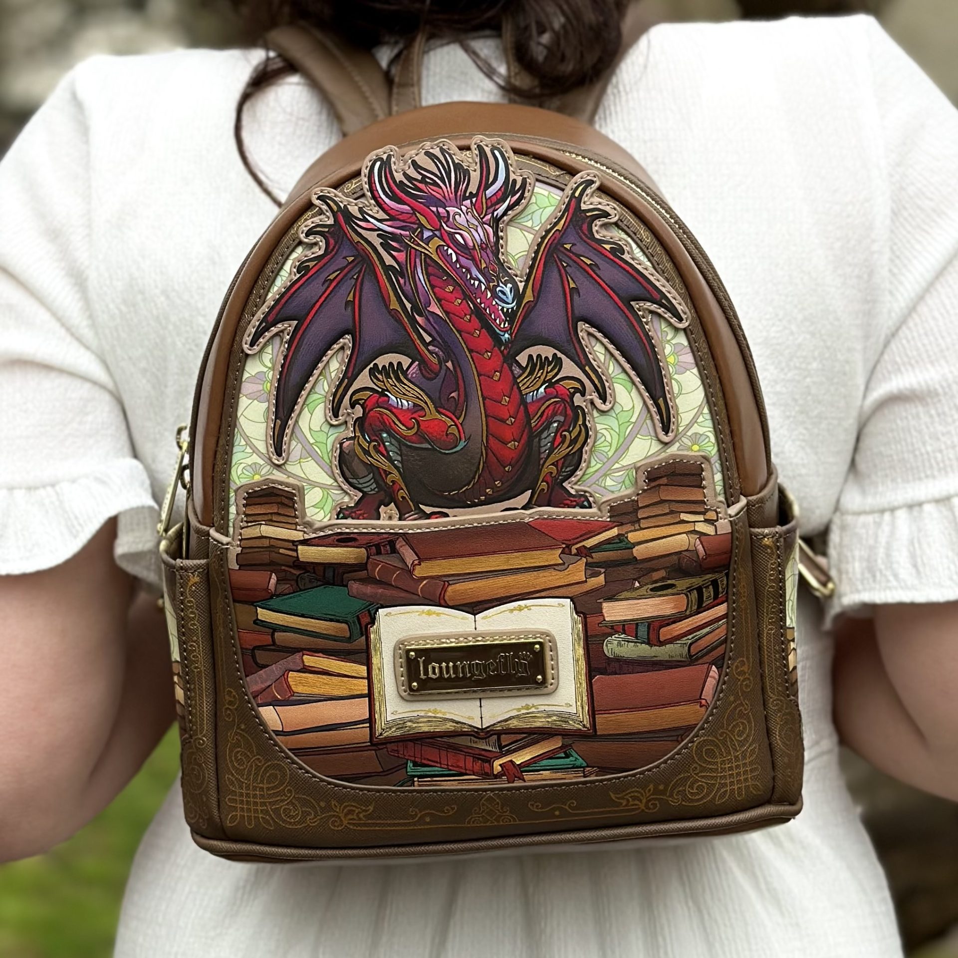 Dragon Stained Glass - Books Loungefly Mini Backpack (Books-A-Million ...